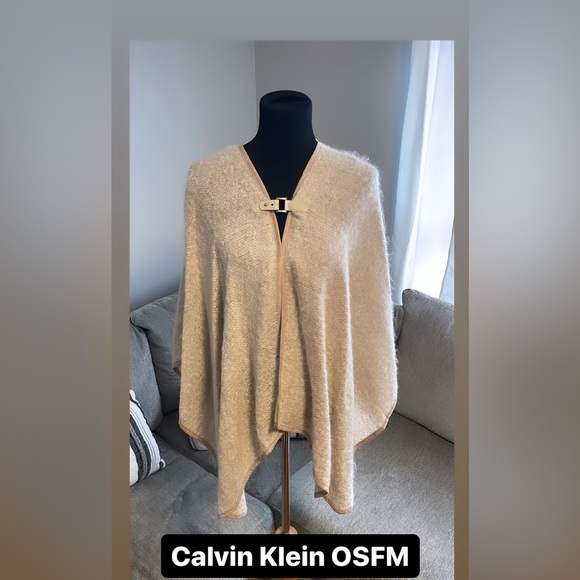 Calvin Klein | Sweaters | Cream Colored Soft Cape With Gold Buckle ...